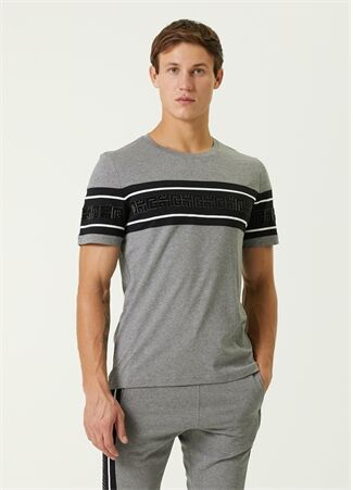 Balmain Erkek Gri Siyah Logo Detaylı T-shirt S EU