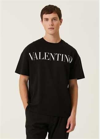 Valentino Erkek Siyah Logo Detaylı T-shirt S EU