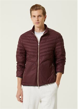 Brunello Cucinelli Erkek Bordo Dik Yaka Puff Mont L EU