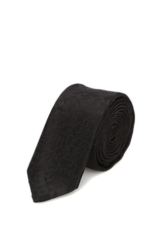 Pal Zileri Erkek Siyah Karışık Desenli İpek Kravat EU