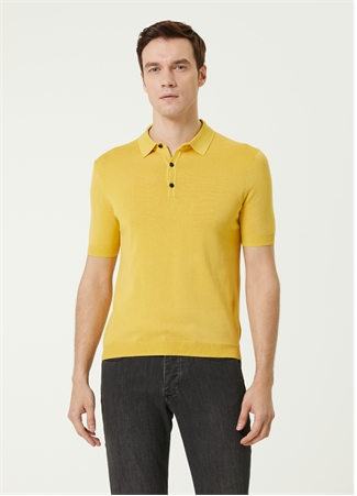Palzileri Lab Erkek Hardal Polo Yaka Kısa Kollu Triko Sarı 46 IT