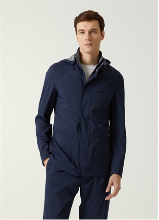 Kiton Erkek Lacivert Kapüşonlu Beli Büzgülü Dış Ceket 54 IT Kiton Erkek Lacivert Kapüşonlu Beli Büzgülü Dış Ceket 54 IT