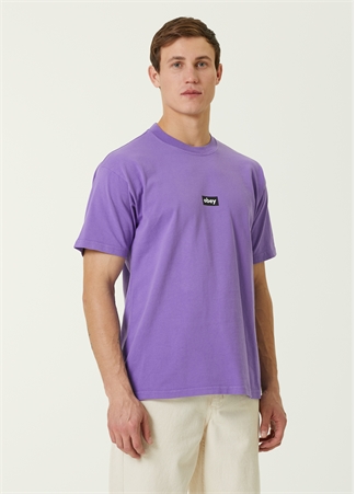 Obey Erkek Lila Logo Detaylı T-shirt Mor S EU
