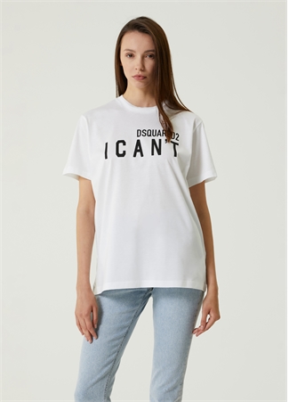 Dsquared2 Kadın Beyaz Logo Baskılı T-shirt S EU Dsquared2 Kadın Beyaz Logo Baskılı T-shirt S EU