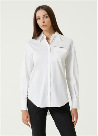 Brunello Cucinelli Kadın Beyaz Cep Detaylı Gömlek M EU Brunello Cucinelli Kadın Beyaz Cep Detaylı Gömlek M EU