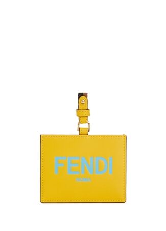 Fendi Kadın Sarı Logo Baskılı Deri Kartlık EU