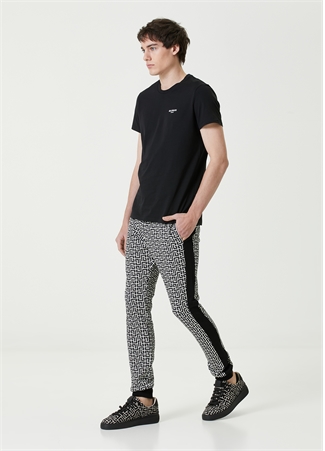 Balmain Erkek Siyah Beyaz Desenli Organik Pamuk Eşofman Altı S EU Balmain Erkek Siyah Beyaz Desenli Organik Pamuk Eşofman Altı S EU