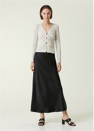 Musier Kadın Ekru V Yaka Büzgülü Triko Bej 38 IT