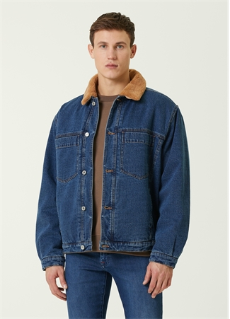 Scotch & Soda Erkek Mavi Shearling Detaylı Denim Mont L EU Scotch & Soda Erkek Mavi Shearling Detaylı Denim Mont L EU