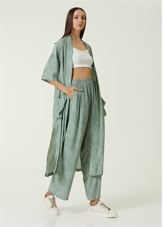 Agaleevic Kadın Yeşil Bol Paça Pantolon S/M EU
