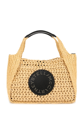 Stella McCartney Kadın Bej Logolu Örgü Dokulu Omuz Çantası EU