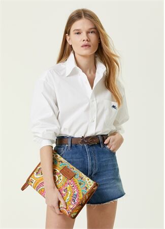 Etro Kadın Beyaz Düğmeli Yaka Gömlek XS EU