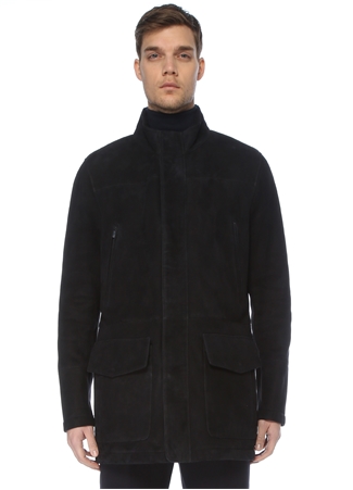 Corneliani Erkek Lacivert Dik Yaka Deri Kaban 56 IT Corneliani Erkek Lacivert Dik Yaka Deri Kaban 56 IT