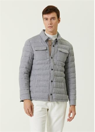 Maurizio Baldassari Erkek Gri Yün Dış Gömlek 48 IT