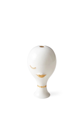 Jonathan Adler Gilded Beyaz Dudak Ve Kirpik Desenli Porselen Vazo