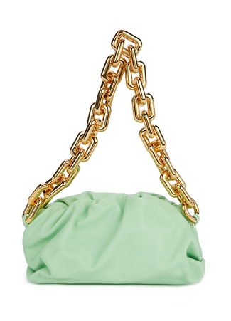 Bottega Veneta Kadın Teen Chain Pouch Yeşil Deri Çanta EU Bottega Veneta Kadın Teen Chain Pouch Yeşil Deri Çanta EU