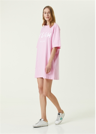 Msgm Kadın Pembe Logolu Mini T-shirt Elbise S EU Msgm Kadın Pembe Logolu Mini T-shirt Elbise S EU