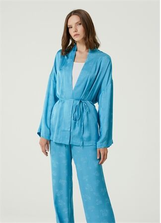 American Vintage Kadın Mavi Çiçek Jakarlı Ceket XS/S EU American Vintage Kadın Mavi Çiçek Jakarlı Ceket XS/S EU