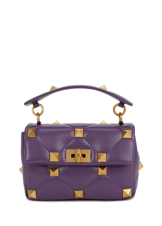 Valentino Garavani Kadın Candystud Mor Deri Omuz Çantası EU Valentino Garavani Kadın Candystud Mor Deri Omuz Çantası EU