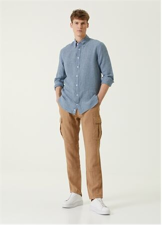 Beymen Collection Erkek Bej Normal Bel Keten Kargo Pantolon Kahverengi 46 IT