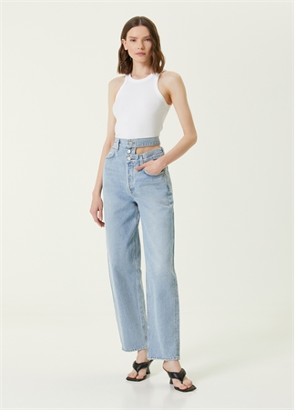 Agolde Kadın Broken Waistband Mavi Jean Pantolon 24 Us