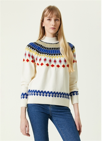 Network Kadın Slim Fit Ekru Nakışlı Kazak Bej L EU Network Kadın Slim Fit Ekru Nakışlı Kazak Bej L EU