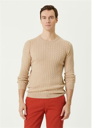 Hemington Erkek Wilfred Kamel Saç Örgü Dokulu Yün Kazak Kahverengi L EU