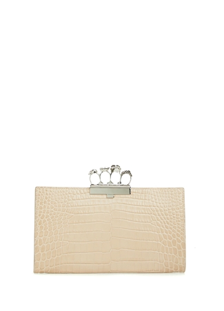 Alexander McQueen Kadın Pembe Yüzük Detaylı Deri El Portföyü EU Alexander McQueen Kadın Pembe Yüzük Detaylı Deri El Portföyü EU