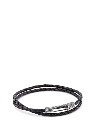 Kayra Khan Erkek Square Bubble Kahverengi Gümüş Rengi Bileklik L