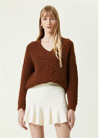 Network Kadın Basic Fit Kahverengi Kazak XS EU