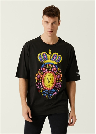 Versace Jeans Couture Erkek Siyah Baskılı T-shirt S EU Versace Jeans Couture Erkek Siyah Baskılı T-shirt S EU