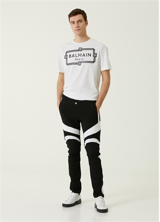 Balmain Erkek Siyah Beyaz Beli Kordonlu Logolu Eşofman Altı S EU Balmain Erkek Siyah Beyaz Beli Kordonlu Logolu Eşofman Altı S EU