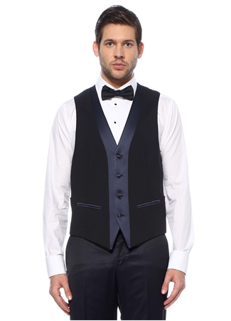 Palzileri Lab Erkek Lacivert V Yaka Garnili Yün Yelek 46 IT