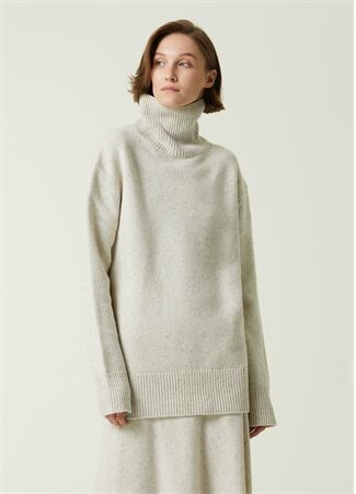 Joseph Kadın Ekru Balıkçı Yaka Yün Kazak Bej S EU