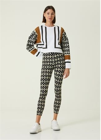 Valentino Kadın Siyah Beyaz Logo Desenli Tayt M EU