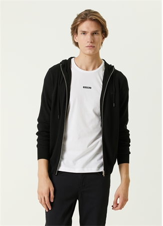 Beymen Club Erkek Siyah Kapüşonlu Logolu Triko Hırka S