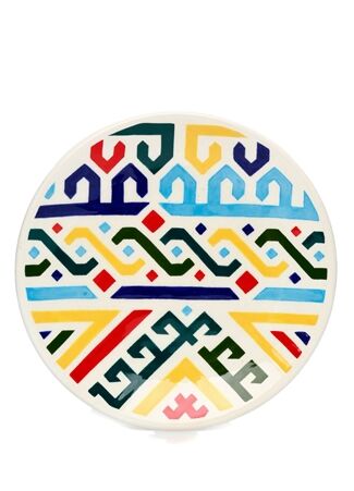 Omar Baban Design Alel Etnik Desenli Seramik Tabak Çok Renkli