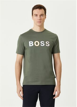 Boss Erkek Haki Logo Detaylı T-shirt S EU