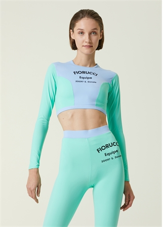 FIORUCCI Kadın Mavi Yeşil Logolu Uzun Kol Crop T-shirt XS EU FIORUCCI Kadın Mavi Yeşil Logolu Uzun Kol Crop T-shirt XS EU