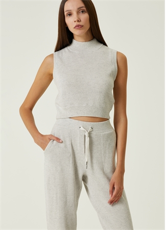 Brunello Cucinelli Kadın Gri Dik Yaka Kolsuz Kaşmir Triko Beyaz M EU Brunello Cucinelli Kadın Gri Dik Yaka Kolsuz Kaşmir Triko Beyaz M EU