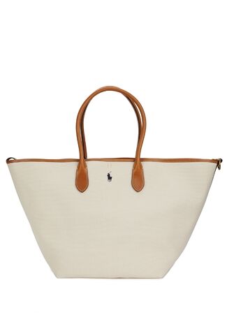 Polo Ralph Lauren Kadın Krem Logolu Alışveriş Çantası Bej EU