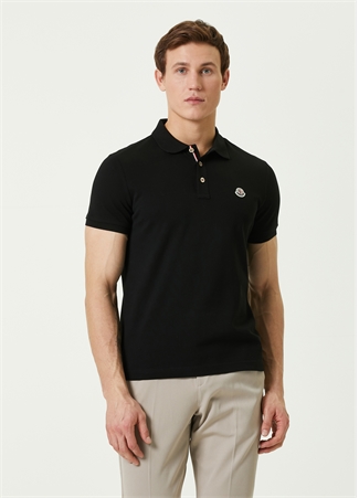 Moncler Erkek Siyah Polo Yaka Logolu T-shirt S EU