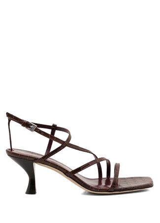 Staud Kadın Kahverengi Krokodil Dokulu Deri Sandalet 36 EU