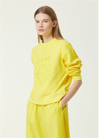 Loewe Kadın Sarı Logolu Sweatshirt S EU
