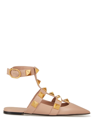 Valentino Garavani Kadın Rockstud Pembe Deri Babet Bej 35 EU Valentino Garavani Kadın Rockstud Pembe Deri Babet Bej 35 EU