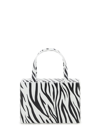 Amina Muaddi Kadın Amini Giorgia Zebra Desenli Deri El Çantası Siyah EU Amina Muaddi Kadın Amini Giorgia Zebra Desenli Deri El Çantası Siyah EU