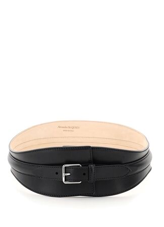 Alexander McQueen Kadın Siyah Deri Kemer 80 EU