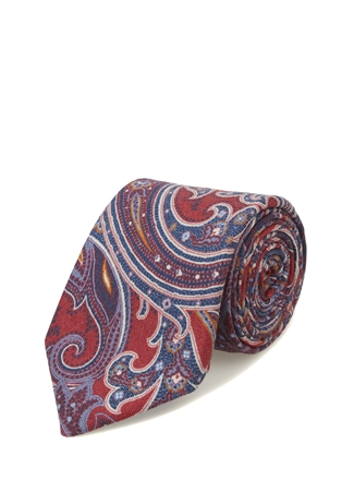 Tino Cosma Erkek Kırmızı Mavi Karışık Desenli Yün Kravat EU