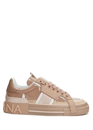 Dolce&gabbana Kadın Bej Logolu Deri Sneaker Pembe 36 Eu Dolce&gabbana Kadın Bej Logolu Deri Sneaker Pembe 36 Eu