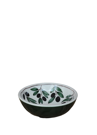 Maya Handcrafts Yeşil Zeytin Desenli Çini Kase Maya Handcrafts Yeşil Zeytin Desenli Çini Kase